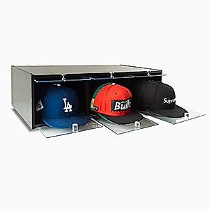 Hat Throne Stackable Hat Rack for Up to 30 Hats Black- Sleek Wood Shelf with Sliding Doors, for Bedrooms, Outdoors, Garages - Premium Hat Organizers and Storage for Closets…