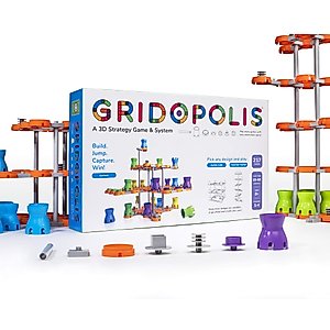 Gridopolis - A 3D Tabletop Strategy Game : Family-Friendly 1-4 Player Innovative Board Games for Adults, Teens & Kids Ages 8+ (Great for STEAM Learning)