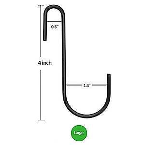 18 Pack ESFUN 4 inch Heavy Duty S Hooks Black Pan Pot Holder Rack Hooks S Shaped Hooks Hangers for Oval Ceiling Pot Rack Hanging Kitchenware Spoons Pans Pots Utensils Clothes Bags Towels Plants