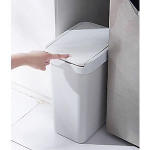 Plastic Garbage Can 3 Gallon Small Wastebasket Narrow Garbage Can with Lid Rectangle Trash Can for Kitchen, Bathroom, Bedroom, Home Office, Craft Room, Dorm Room, Powder Room (Navy blue)