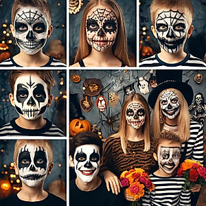 Black & White Face Paint Set (2.47 oz Each) - Halloween Full Coverage Face Painting Special Effects Makeup Kit for Body Face, Ideal for Skeleton, Joker, Clown, Corpse Cosplay Costume Accessories