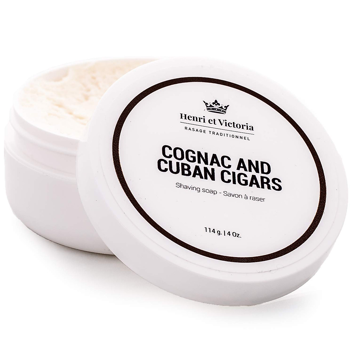 Henri et Victoria Shaving Soap For Men | Smooth Shave, Lathers Up Nicely, Long-Lasting Scent | Canadian Made by Skilled Artisan 114 g (4 oz) (Cognac and Cuban Cigars)