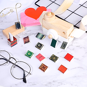 16 Pieces 1:12 Scale Miniatures Dollhouse Books Timeless Miniatures Spell Books Mini Books Notebook Model Dollhouse Decoration Accessories for Study Room Bedroom Library (Retro Style)
