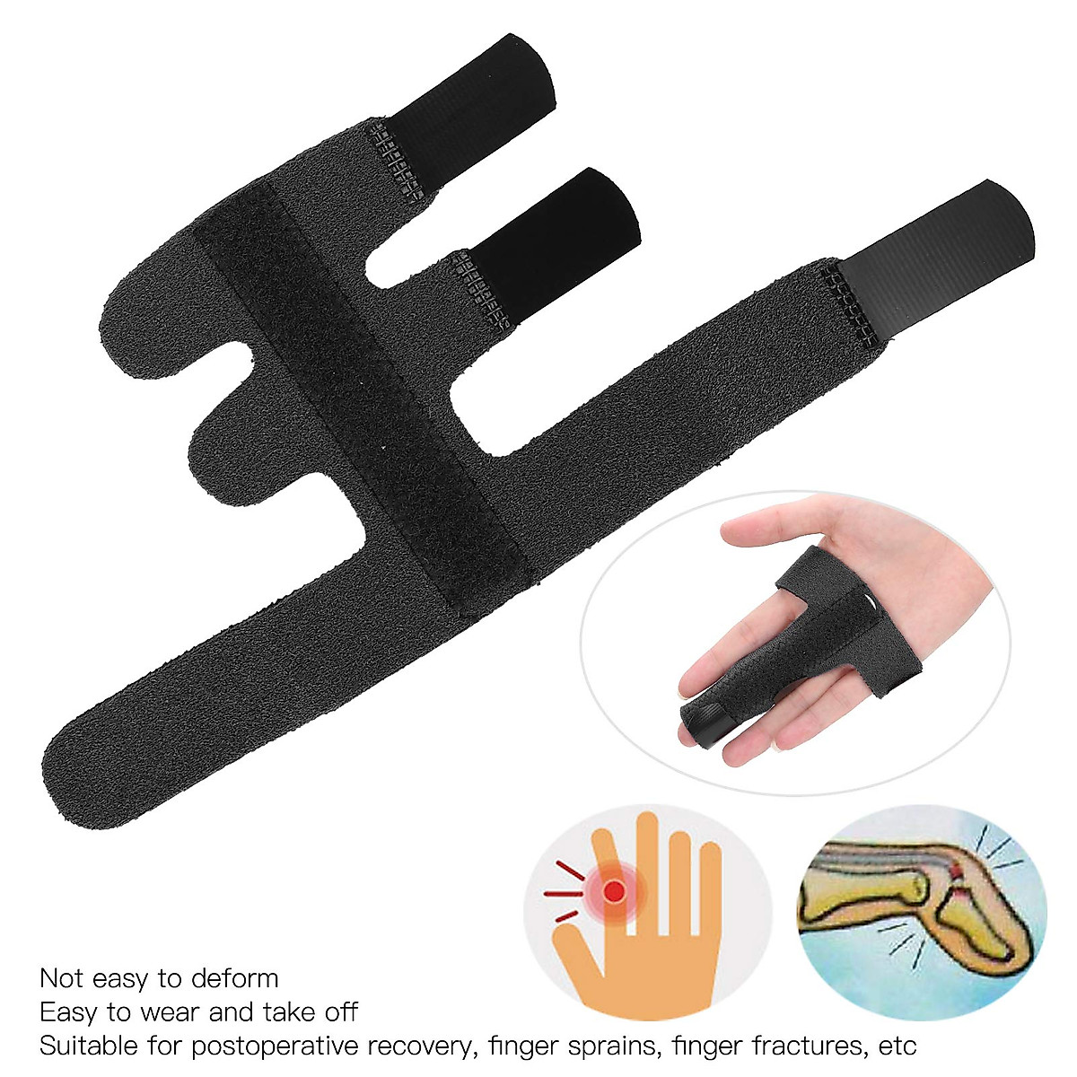Compression Finger Splint, Adjustable Finger Support Brace Finger Brace, Finger Splints for Arthritis Pain Tendon Injury, Breathable Finger Joints Orthosis Stabilizer
