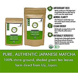 eco heed Organic Japanese Matcha Green Tea Powder - Premium Superior Culinary Grade - Stone Ground No Additives - (3.5oz)