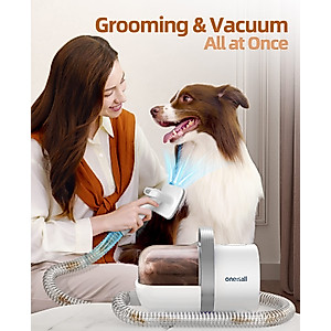 oneisall Dog Hair Vacuum & Dog Grooming Kit, Pet Grooming Vacuum with Pet Clipper Nail Grinder, 1.5L Dust Cup Dog Brush Vacuum with 7 Pet Grooming Tools for Shedding Pet Hair, Home Cleaning