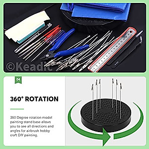 Keadic 26Pcs Gundam Modeler Basic Tools with Rotation Painting Stand Base Holder and Alligator Clip Sticks Gundam Model Paint Kit for Model Car Building Repairing