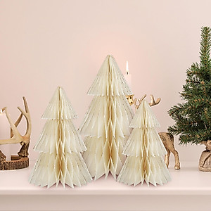 Beeveer 3 Pcs Paper Christmas Tree 8 Inch 10 Inch and 12 Inch 3D Honeycomb Trees Table Centerpiece for Modern Christmas Mantel Decorations Xmas Holiday Party Home Decor
