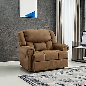 Signature Design by Ashley Boothbay Classic Faux Leather Manual Oversized Recliner, Dark Brown