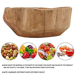 HANFAIRS Household Fruit Bowl Wooden Dish Fruit Plate Wood Carving Fruit Plate Wood 20-24 Cm