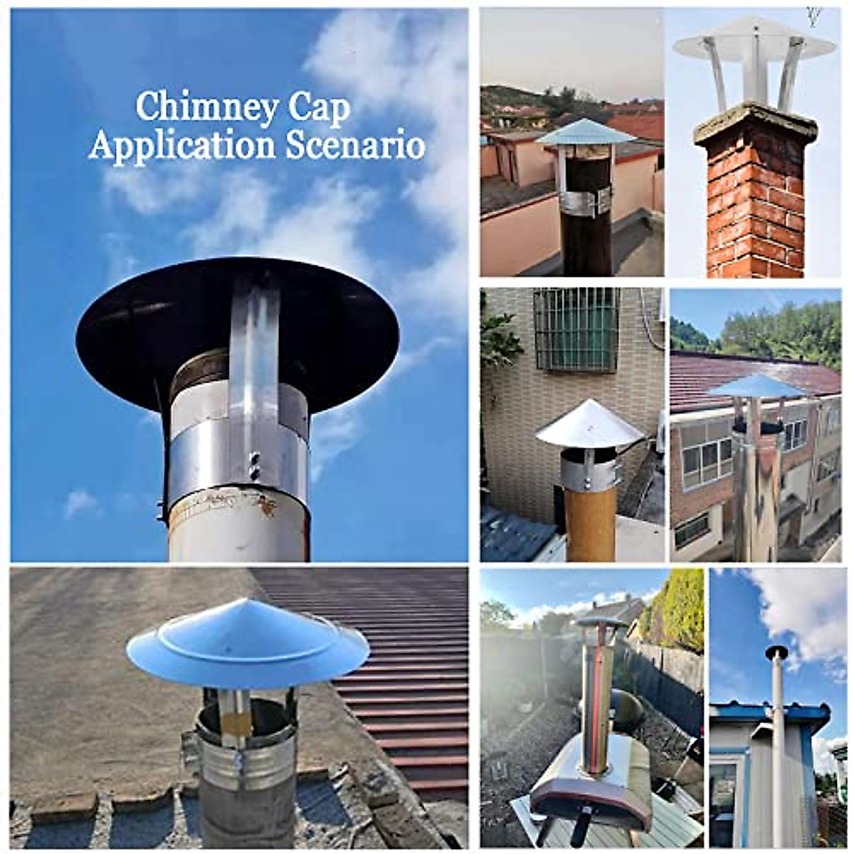 ASDQWER Chimney Rain Cap, Top Round Exhaust Cap,Stainless Steel Chimney Cowl,D(8-30Cm) Roof Cowl,Hood Top All Purpose Chimney Cowl,for Ducting Ventilation Cap,Easy Installation,d22cm/8.66in