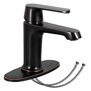 KAMMQI Bathroom Sink Faucet Oil Rubbed Bronze Bathroom Faucet Single Handle Bathroom Faucet-Farmhouse Vanity Faucet Modern RV Faucet Deck Mount 1 Hole or 3 Holes, Brass Mixer Tap