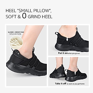 STQ Walking Shoes Women Non Slip Lightweight Slip On Sneakers for Work All Black Size 7.5