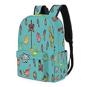 Bardic Backpack for Kids Kindergarten Boys Girls Backpack Metal Double Zipper Lightweight School Bookbag Travel Backpack - Dinosaurs,dino Cactus Cyan