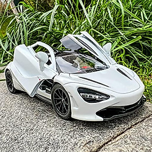 WAKAKAC Model Car 1/32 720S Zinc Alloy Diecast Pull Back Toy Car with Sound and Light, Toy Vehicle Door Can Be Opened Collectible Gift(White)