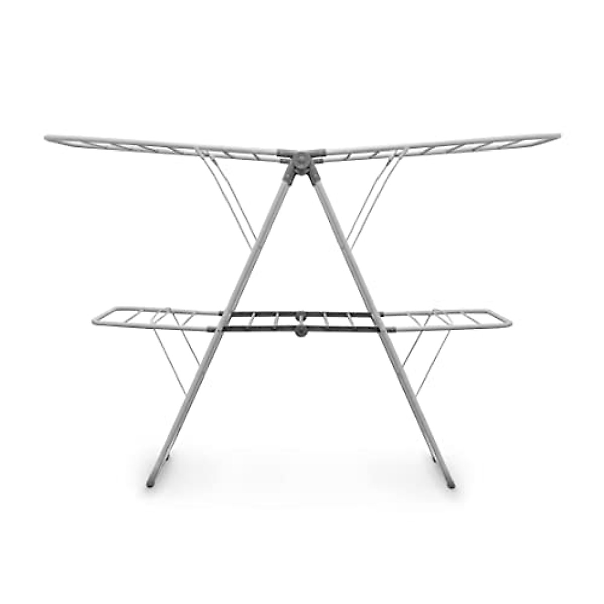 Brookstone – Extra Large – Double Spaced - 2 Tier Collapsible Clothes Drying Rack, Indoor/Outdoor Folding Hanging Garment Stand [NO Assembly - Ready Out of The Box]