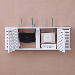 Good home Multifunctional Wall - Mounted Wireless Router Storage Box-Wall-Mounted WiFi Multimedia Set-top Box Shelf White Wall Decorative Shelf TV Cabinet DV Shielding Box