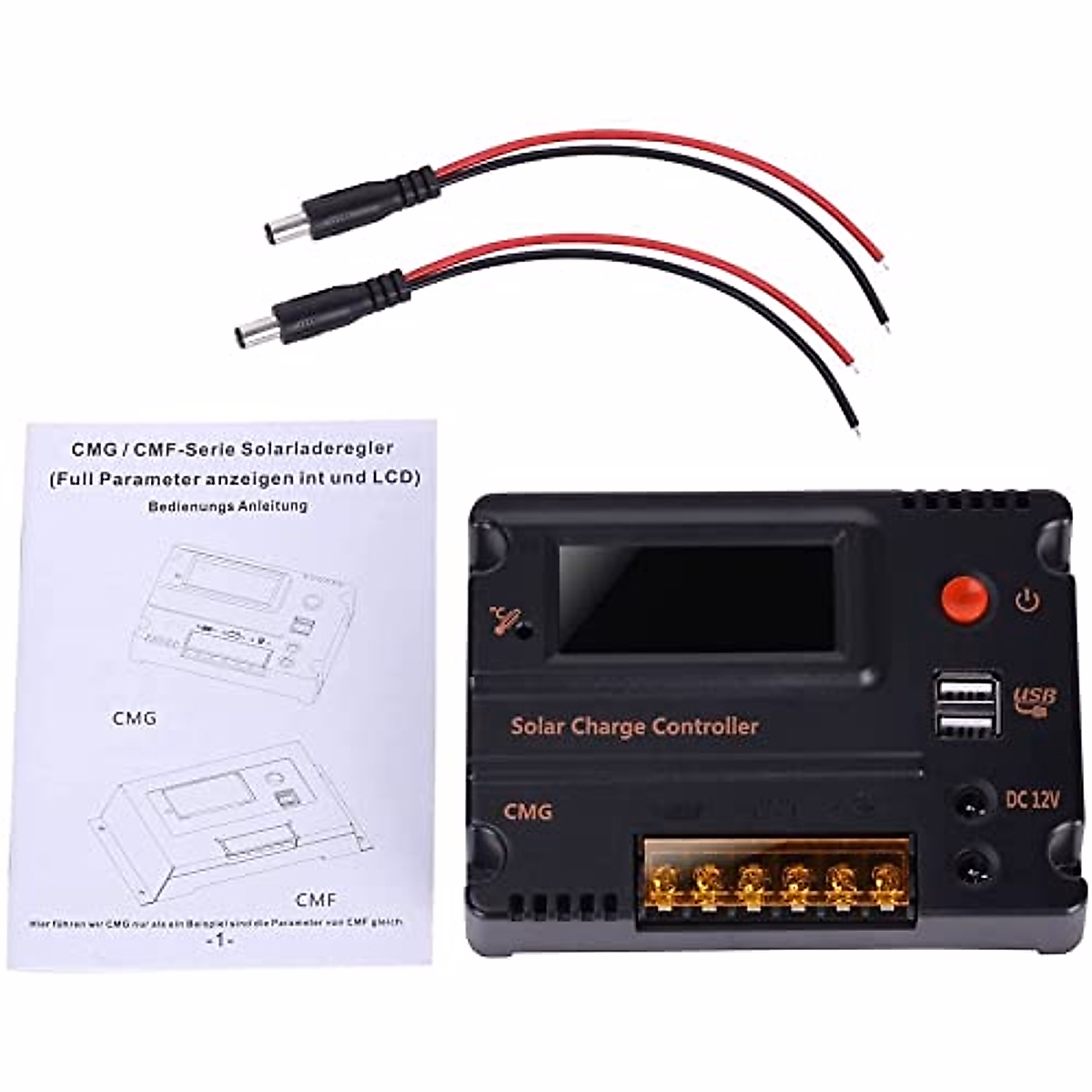 CMG 20A 12V 24V Solar Charge Controller Auto Switch LCD Solar Panel Battery Regulator Charge Controller Overload Protection Temperature Compensation