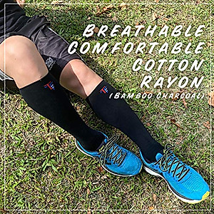 Taibonla 4XL Wide Calf & Big and Tall 20-30 mmHg Compression socks Men and Women-Black