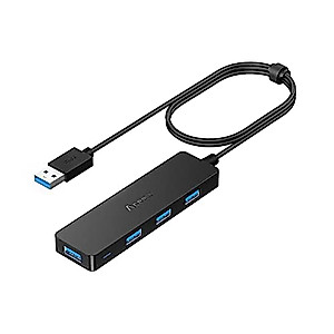 Aceele USB Hub 3.0 Splitter with 4ft Extension Long Cable Cord, 4-Port Ultra-Slim Multiport Expander for Desktop Computer PC, Laptop, Chromebook, Flash Drive Data and More[Charging Not Supported]