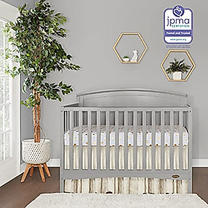 Dream On Me Eden 5-in-1 Convertible Full Panel Crib in Pebble Grey, JPMA Certified, Non-Toxic Finishes, Features 3 Mattress Height Settings, Constructed of Solid Pinewood