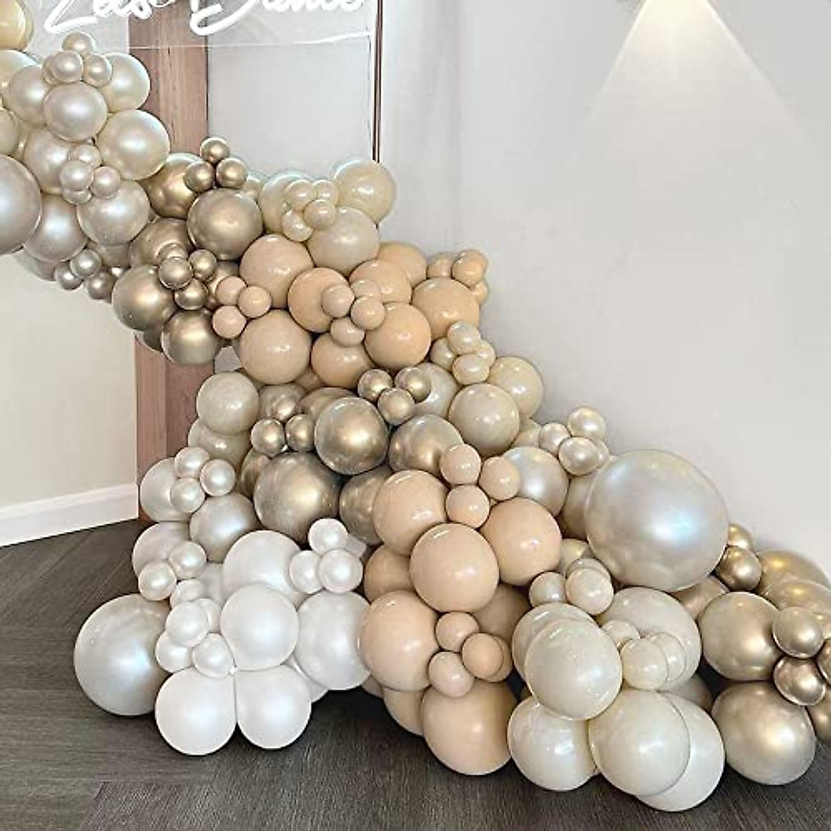 White Balloon Arch Kit,SCMDOTI Double Stuffed Pearl White Nude Neutral Balloon Garland Kit for Boho Party, Baby Shower Decoration, Birthday, Weddings, Neutral Gender Reveal Party Deco