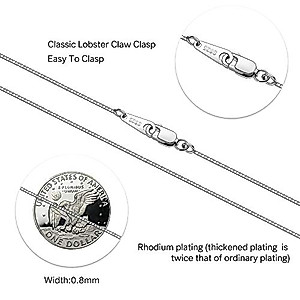 CIELTEAR 925 Sterling Silver Chain Necklace for Women 0.8mm Box Chain, Italian Necklace Chain, Super Strong & Thin & Long16/18/20/22/24 Inches