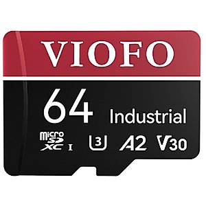 VIOFO 64GB Industrial Grade microSD Card, U3 A2 V30 High Speed Memory Card with Adapter, Support Ultra HD 4K Video Recording