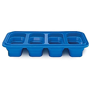 HIC Kitchen Prep-N-Freeze Portion Tray with Lid, Collapsible LFGB Silicone, 6-Ounce Sections