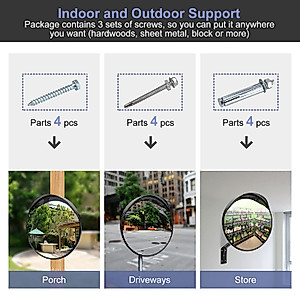moveland 16 Inch Convex Security Mirror - Adjustable Acrylic Safety Mirror - Wide View Garage Mirror for Parking Assist Business, Traffic, Warehouse, Blind Spot, Office(Support Indoor and Outdoor)