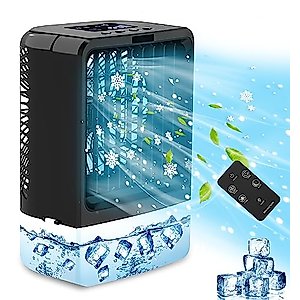 Portable Air Conditioners, Cooling Air Conditioners Fan, Personal Evaporative - Air Cooler Rechargable Mini Fans with 7-Color LED Light