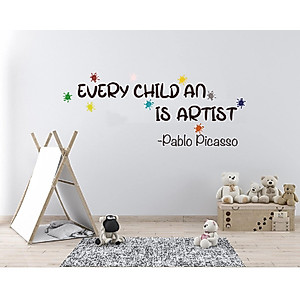 Summerjokes Every Child is an Artis Inspiring Funny Wall Sticker Decal Vinyl Sticker, Family Living Room Children's Room Kindergarten Classroom Creche Nursery Art Wall Decoration