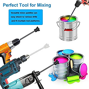 Paint Mixer for Drill, Boyistar 6 Pcs Reusable Epoxy and Resin Mixer Attachment Paddle to Mix Epoxy Resin, Paint, Ceramic Glaze for Reduce Bubbles with 10 Disposable Gloves
