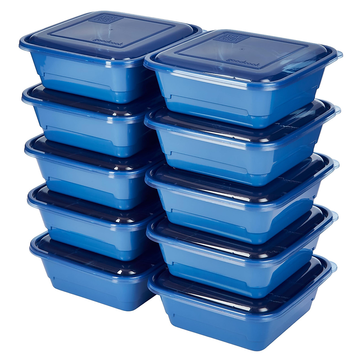GoodCook Meal Prep 3 Cup Square, 20-Piece, Blue, Made without BPA