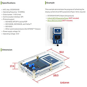 waveshare ST25R3911B NFC Development Kit with AT32F413RCT7 Controller NFC Reader OLED Display Supports Multi NFC Protocols