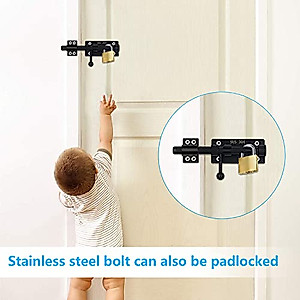 2 Pack 6.3Inch Gate Barn Lock Latches, 304 Stainless Steel Barrel Slide Bolt Black Door Latch, Fit for Outdoor Wooden Fence, Yard Doors, Garages, Bedrooms, Cupboards and Window