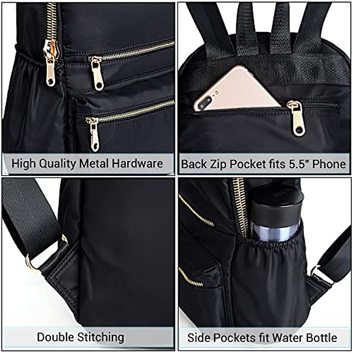 UTO Fashion Backpack Oxford Waterproof Cloth Nylon Rucksack School College Bookbag Shoulder Purse Black