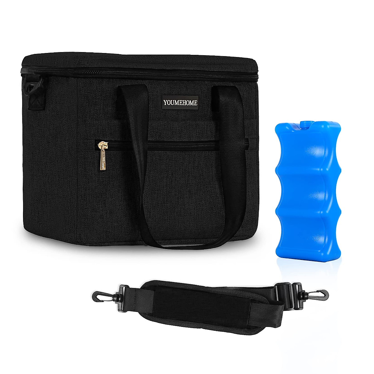 YOUMEHOME Baby Bottle Bag with Ice Pack Breastmilk Cooler Bag Fits 6 Baby Bottles Up to 9 Ounce, Perfect for daycare, nursing moms, and travel Tot bottle bags - Black