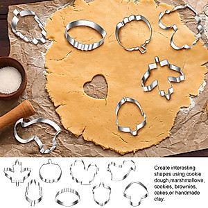 8-Piece Fall Cookie Cutter Set - Pumpkin, Maple Leaf, Football, Turkey, and More - Stainless Steel Baking and DIY Crafting Kit for Thanksgiving, Autumn Decor, and Festive Treats