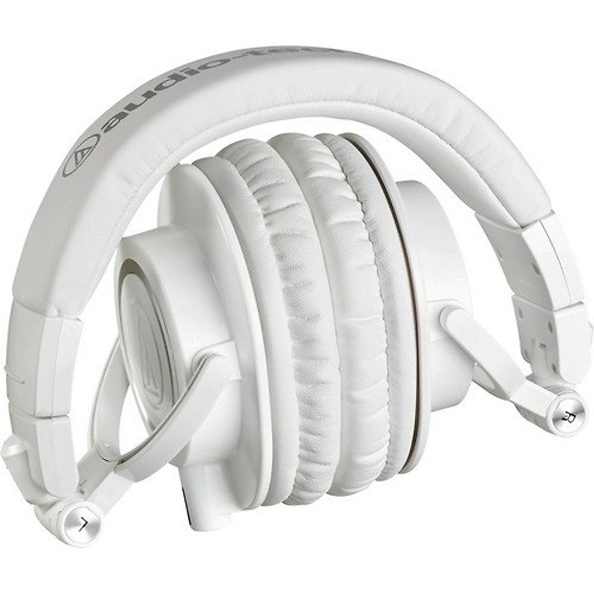 Audio-Technica ATH-M50xWH Monitor Headphones (White) with Headphone Stand and Headphone Extension Cable 10'