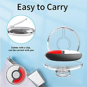 Teyomi 2 in 1 Carrying Case for Pokémon GO Plus + 2023 with Carabiner, Clear Hard Case for Pokemon Go Plus Plus with Clip, Protective Shockproof Hardshell Portable Organizer with Hand Strap(Black)