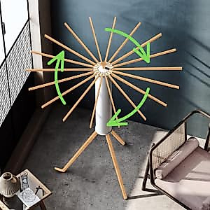 Collapsible Tripod Drying Rack – Foldable Laundry Stand, Indoor & Outdoor Holder for Clothing - Space Saving Hanger with 16 Poles and 315 inches Capacity, Octopus Style Clothes Garment Rack