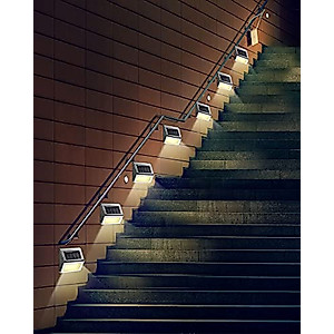 24 Packs Outdoor Fence Lights Solar Powered Deck Lights Waterproof Backyard Lighting Stainless Steel Lamp Stairs Fence Light Security Wall Lamps for Step Walkway Patio Garden Pathway (Warm White)