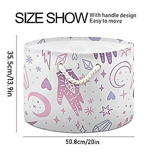 ALAZA Moon Stars Magical Boho Storage Basket Gift Baskets Large Collapsible Laundry Hamper with Handle, 20x20x14 in