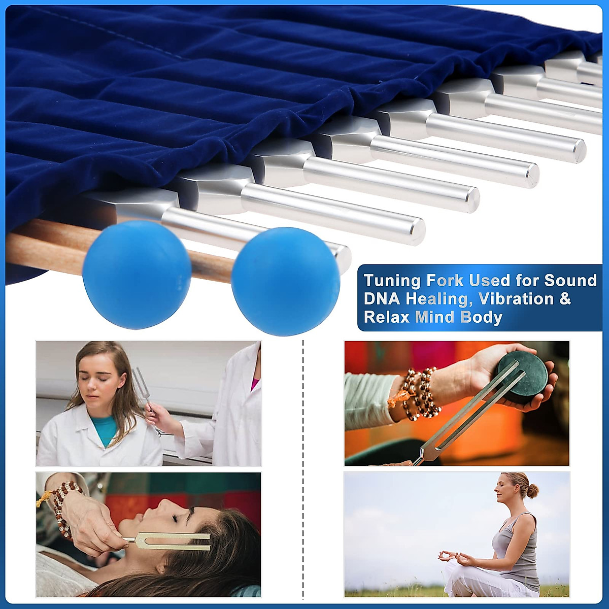 Solfeggio Tuning Fork Set for Healing, 9 Packs Chakra Tuning Forks for Balancing, Vibration, Sound Therapy, Mind Body Therapy (174 Hz, 285 Hz, 396 Hz, 417 Hz, 528 Hz, 639 Hz, 741 Hz, 852 Hz, 963 Hz)