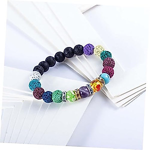 VILLCASE 1 Set 600pcs Crystals Beads Girls Crafts Colorful Necklace Lucky Charms Necklace Making Kit Beads for Bracelets Lava Stone Beads Kit String Beads Set DIY Jewelry Accessories Beaded