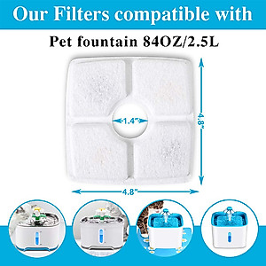 Cat Water Fountain Filters,Pet Water Fountain Filters Replacement Filters,Water Fountain Filters for 84oz/2.5L Automatic Pet Water Dispenser with 4 Pack Replacement Filters&2 Pack Sponges