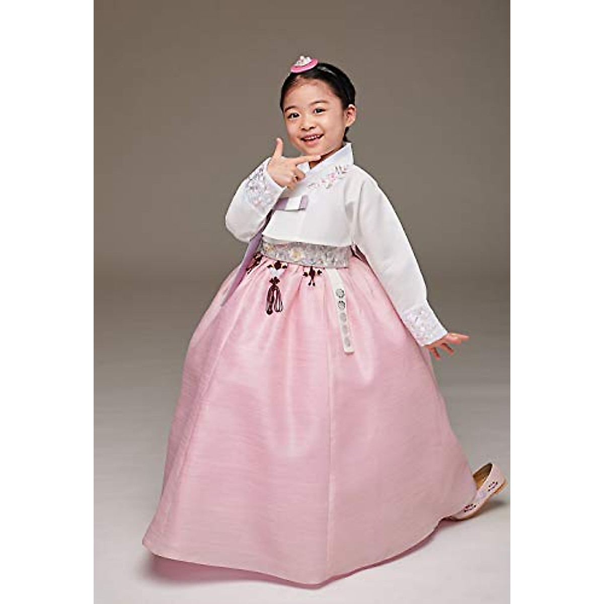 Girl Baby Hanbok Korea Traditional Dress First Birthday Party Clothing Ivory Jacket Peach Skirt jsm29 (4 Ages)