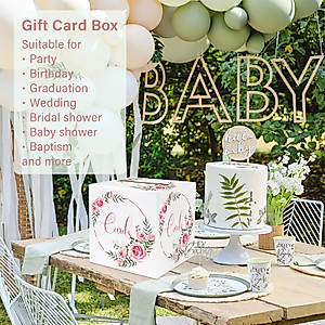 LIKAJON 1 Pack Rose Floral Card Box Holder for Party, 8.7"Card Box for Valentines Day, Wedding, Gift Card Box for Birthday, Wedding, Baby Shower, Retirement, Anniversary, Bridal Shower, Raffle Ticket