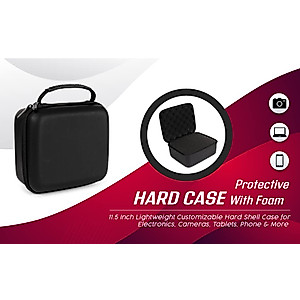 Protective Hard Case With Customizable Foam. 11 Inch Lightweight Hard Shell Case for Electronics, Cameras, Tablets, Phone & More – 11 x 9 x 5.5 Inches